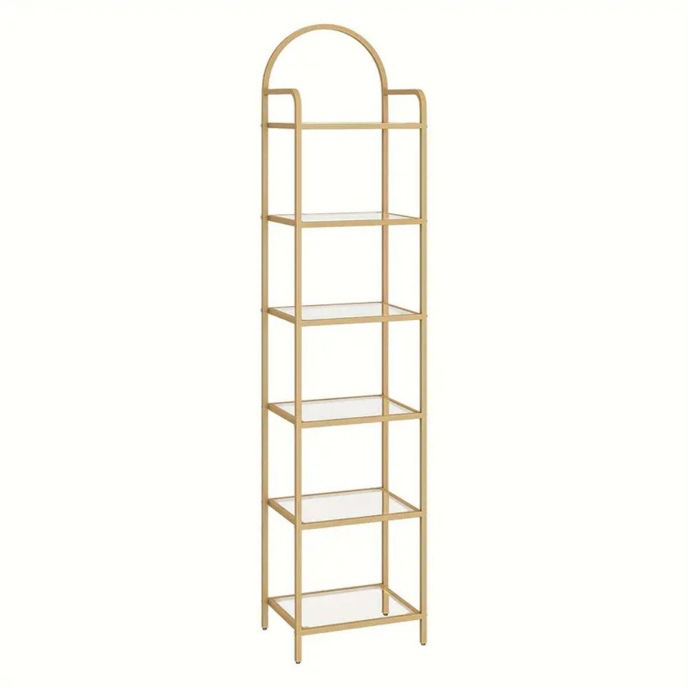 Mercer41 [Golden Steel Frame Bookshelf] 6 Tier Golden Steel Frame Slim Shelving Unit - Bookcase ...